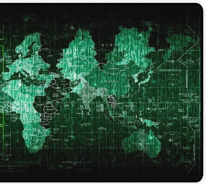 Cyber Map Cyber Aesthetic World Map Desk Mat, Futuristic Map Desk Pad ...