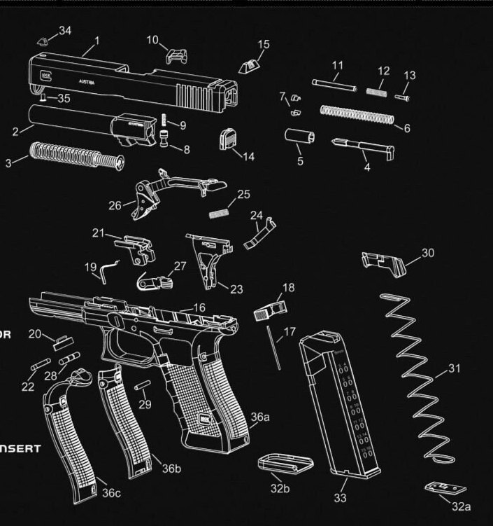 Glock Pistol Maintenance and Cleaning Mat Gun Desk Mat, Firearms Desk ...