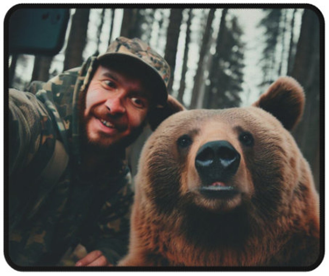 Bearly Friends Outdoor Themed Photo of a Man Taking a Selfie With a ...