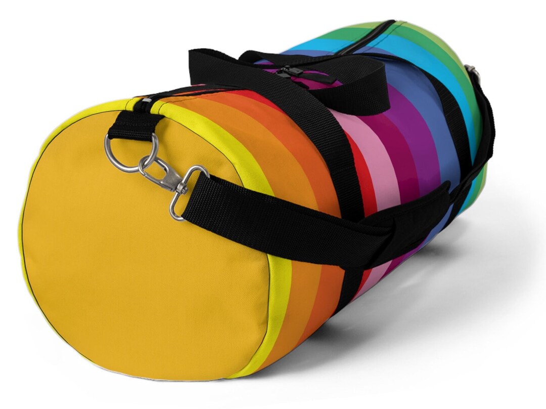 Rainbow Duffel Bag Colorful Striped Design, Vibrant Duffel Bag Pattern ...