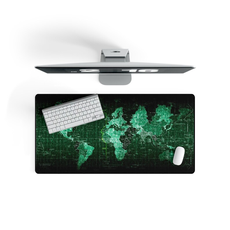 Cyber Map Cyber Aesthetic World Map Desk Mat, Futuristic Map Desk Pad ...