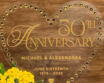 Happy 50th Anniversary Topper Anniversary Cake Topper Golden - Etsy