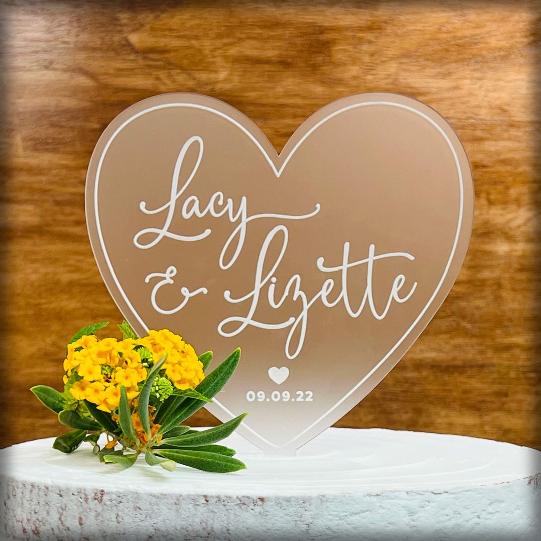 Heart Cake Topper Wedding Cake Topper Frosted Acrylic Cake - Etsy
