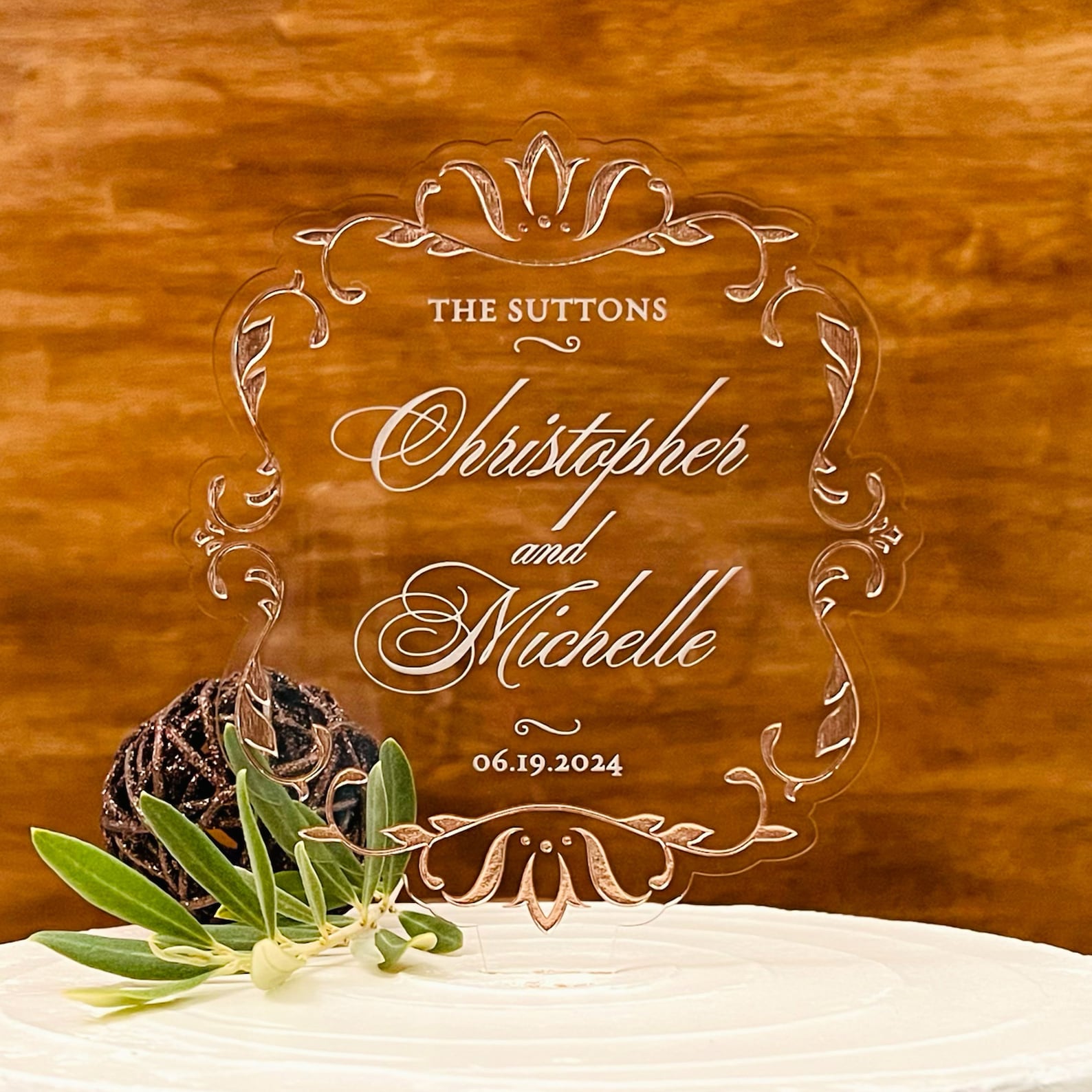 Personalized Wedding Cake Topper: Vintage Scroll Frame, Acrylic ...