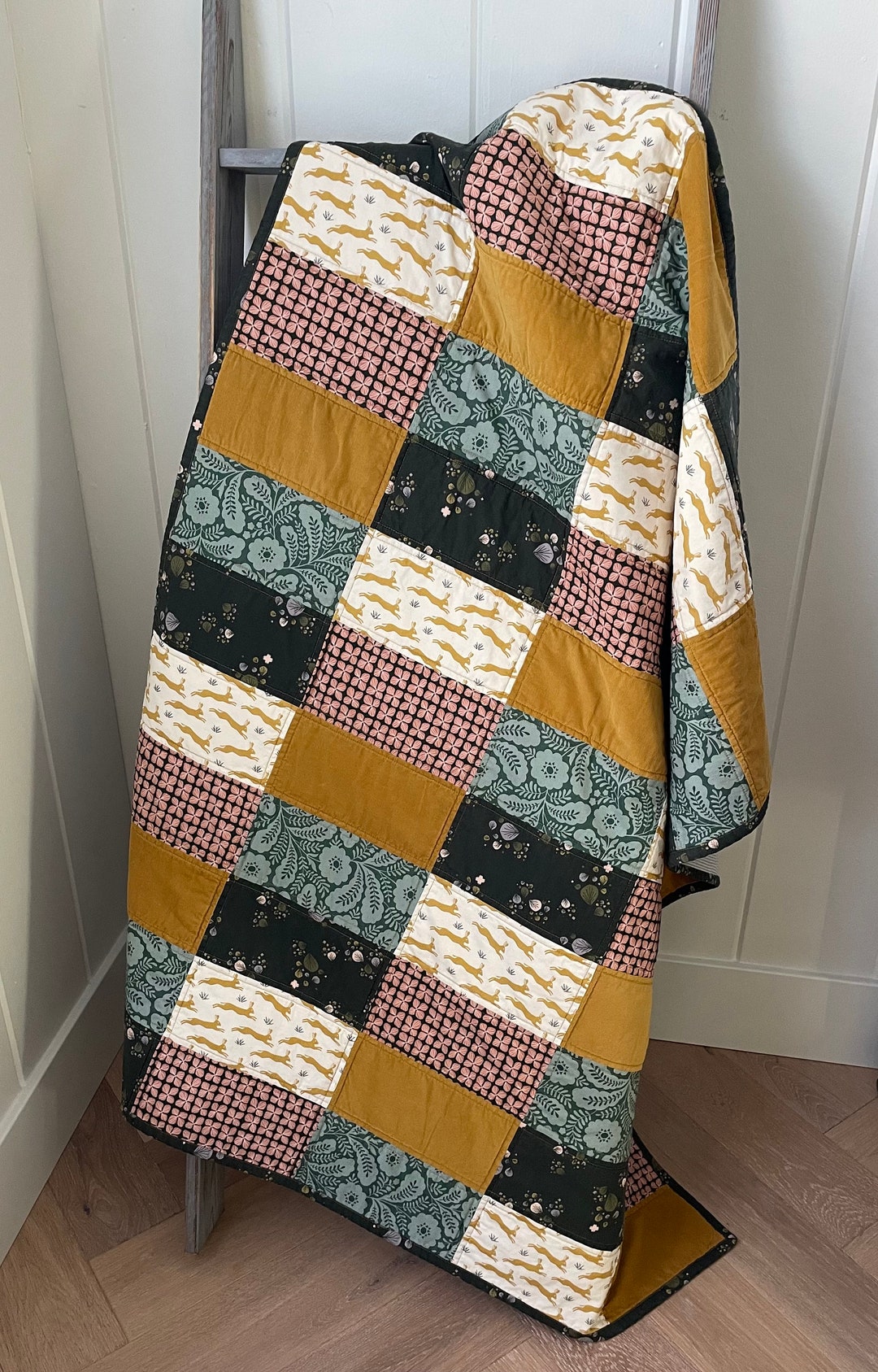 Patchwork Crib Quilt, Cot Quilt, for Toddler or Small Child, Handmade ...