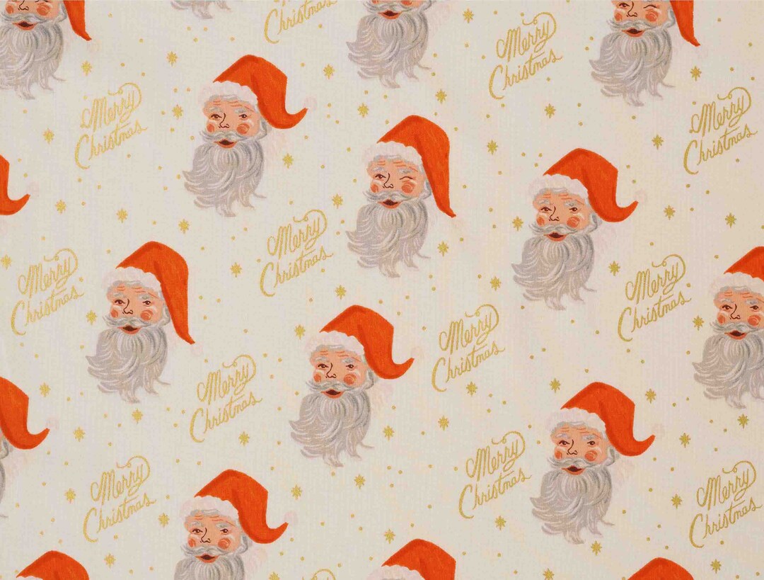 Rifle Paper Co. Holiday Classics, Santa-cream Metallic Cotton Fabric ...