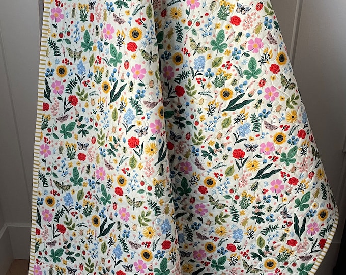 Rifle Paper Co. Curio in Cream Metallic, Crib or Toddler Size Quilt ...