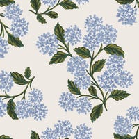 Blue Hydrangea Floral Fabric by the Yard. Quilting Cotton, Organic Knit ...