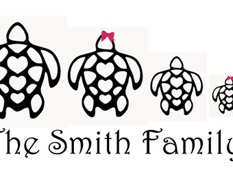 Turtle family decal | Etsy