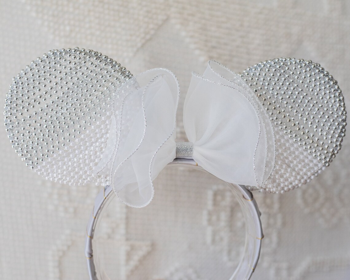 Bride Minnie Mouse Ears - Beaded Bridal Minnie Mouse Ears - Headband - Etsy