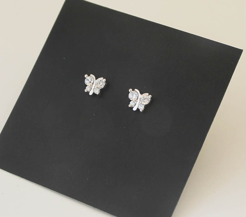 Cubic Butterfly Earrings, 925 Sterling Silver, Baby Girls Children ...