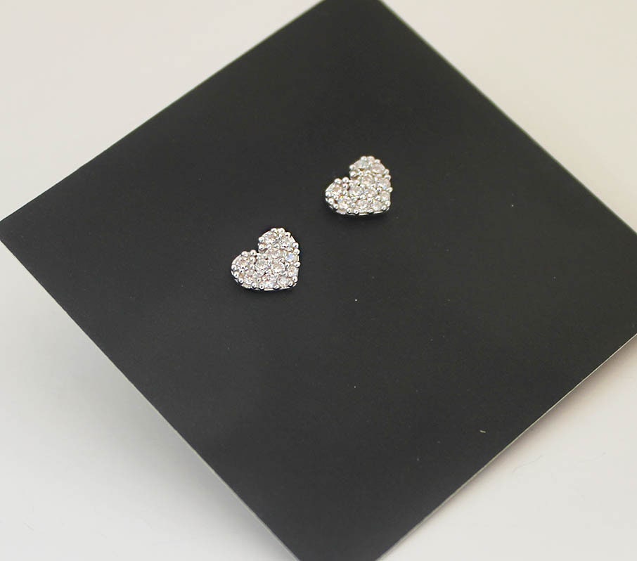 Heart Screwback Earrings 925 Sterling Silver Cubic Zirconia | Etsy