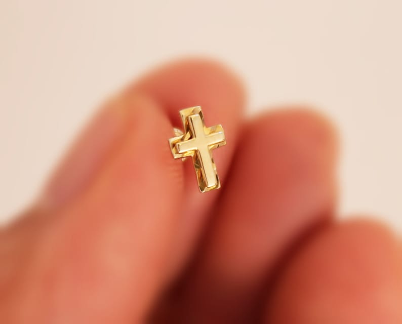14k Solid Yellow Gold Cross Children Screwback Baby Girls Earrings - Etsy
