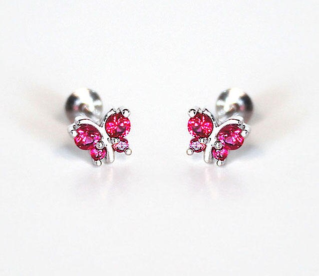 Cubic Butterfly Earrings, 925 Sterling Silver, Baby Girls Children ...