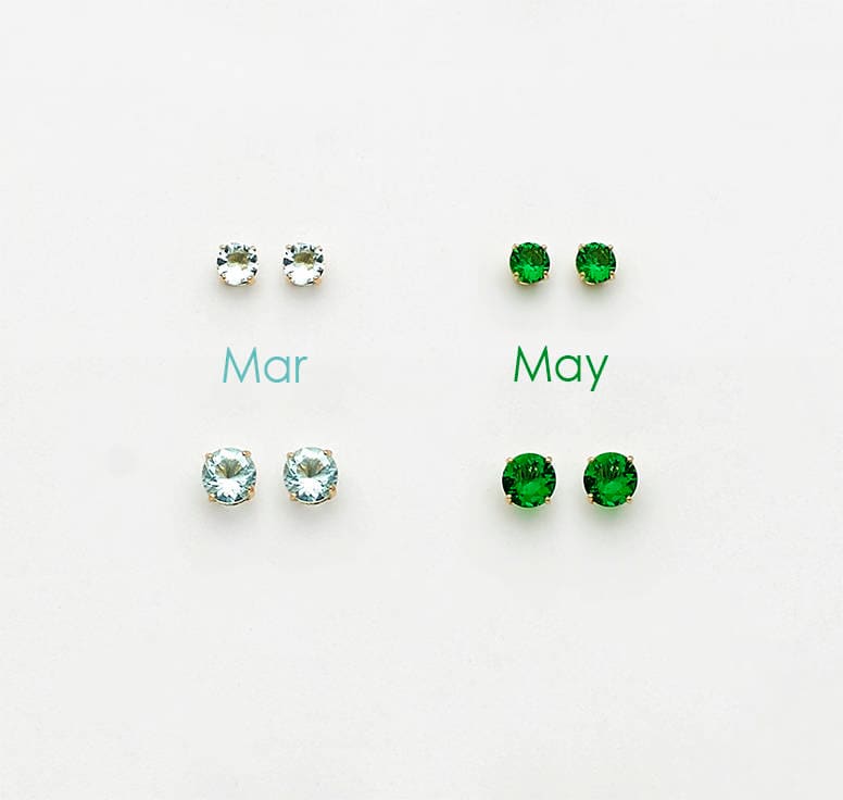 Birth Month Round Stud Screwback Earrings 14k Yellow Gold | Etsy