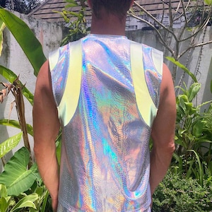 Futuristic Shirt Iridescent Shirt Reflective Shirt Muscle Tank Tops ...