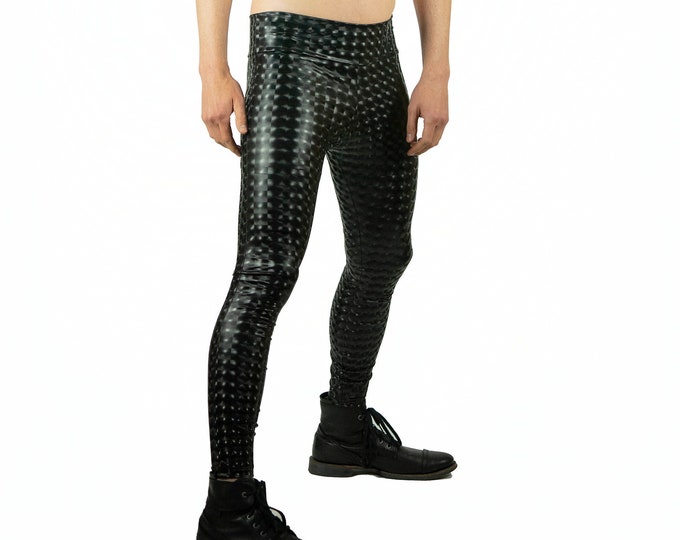Meggings, Mens Holographic Vinyl Leggings, Cyberpunk Tights, Burning ...