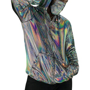 Festival Jacket Rainbow Holographic Clothing Futuristic Jacket ...