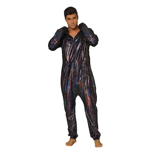 Mens Onesie Pajamas Union Suit Kigurumi Rave Onesie Holographic ...