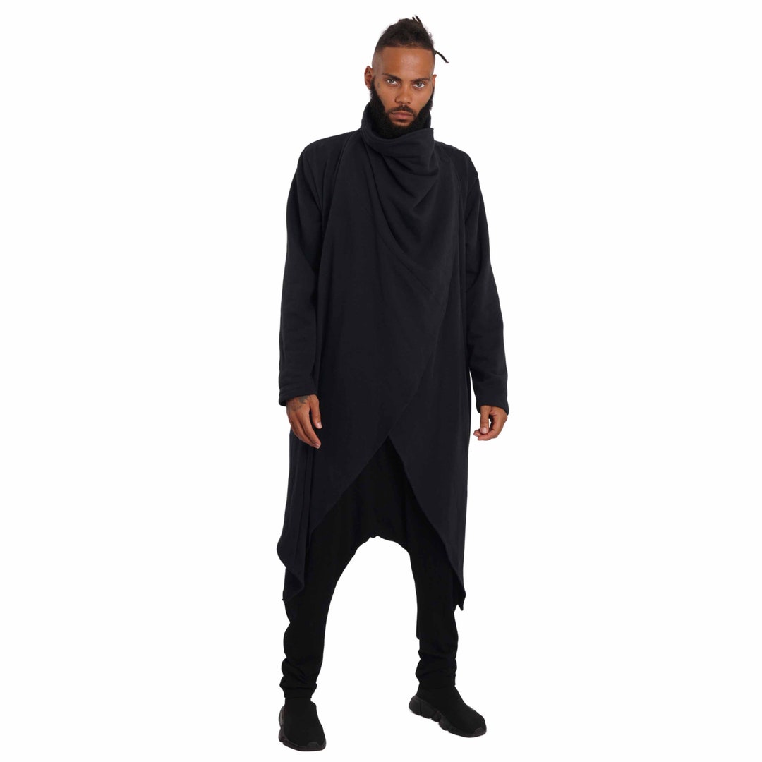 Cyberpunk Jacket Futuristic Clothing Men Black Long Trench Coat Men ...