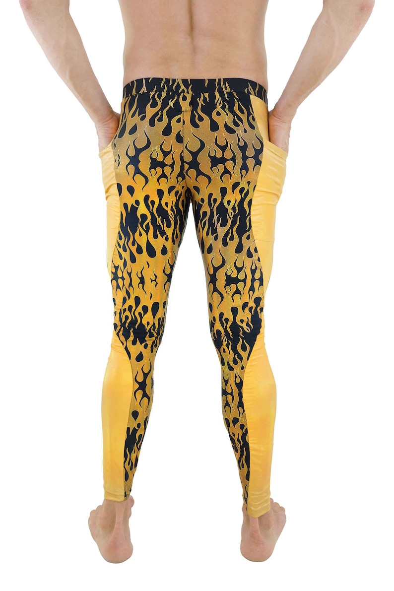 Mens Flame Leggings Meggings Mens Tights Burning Man Pants Mens ...