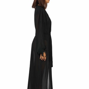 Sheer Black Robe See Through Robe Black Cover up Sheer Jacket Sheer ...