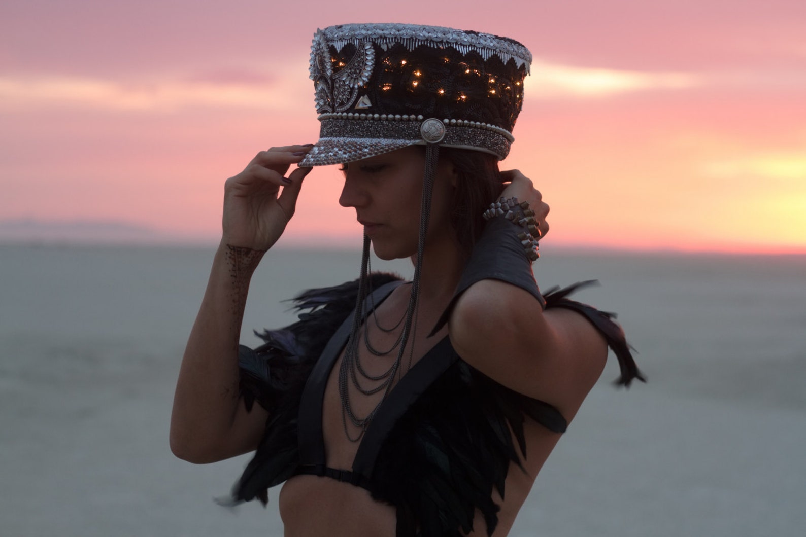 Leather & Feather Bralette Top, Mad Max Costume, Burning Man Festival ...