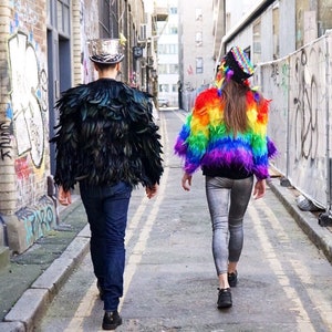 Crow Costume Feather Coat Short Feather Cloak Halloween Costume Raven ...
