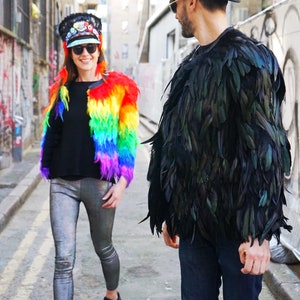 Crow Costume Feather Coat Short Feather Cloak Halloween Costume Raven ...