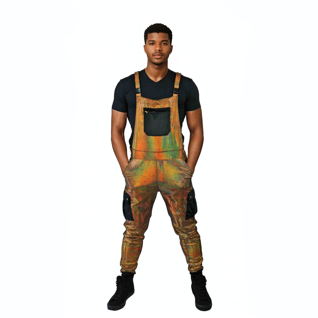 Mens Overalls Gold Overalls Mens Dungarees Cargo Overalls Slim Fit ...