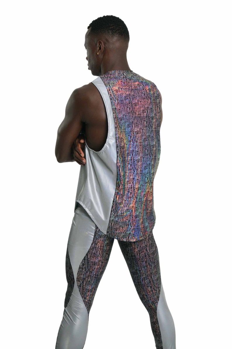 Reflective Shirt Men Rave Wear Futuristic Tank Top Metallic - Etsy