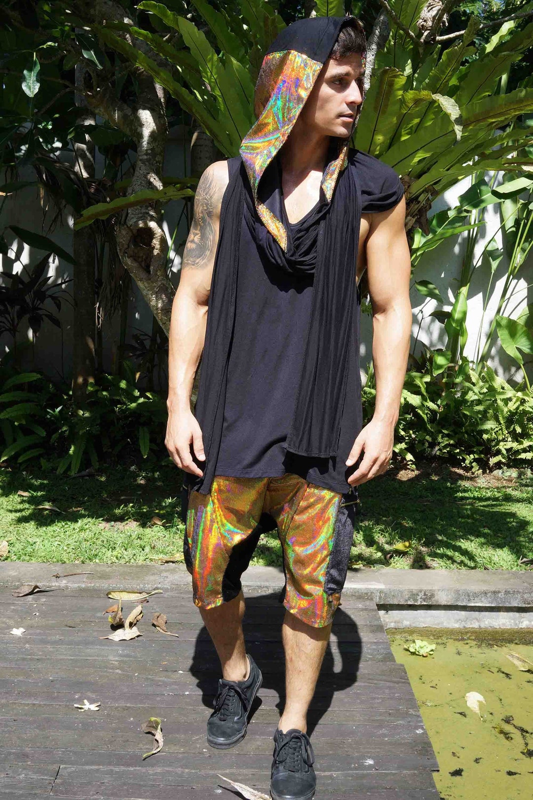 Hoodie Scarf Rave Accessories Festival Headpiece Rave Hood Hooded Scarf ...