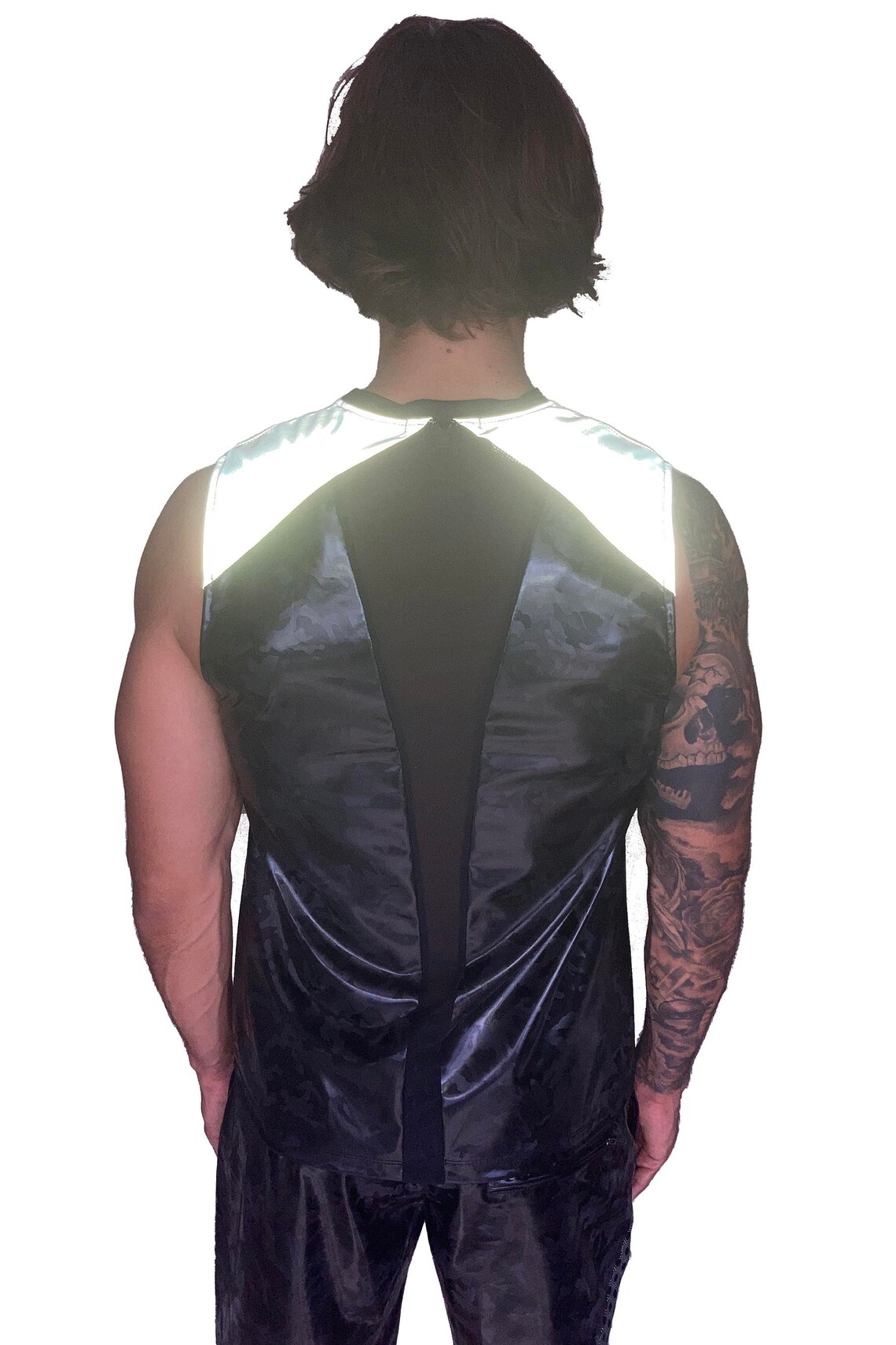 Mens Festival Clothing Black Holographic Camo Vest Mesh Tank - Etsy