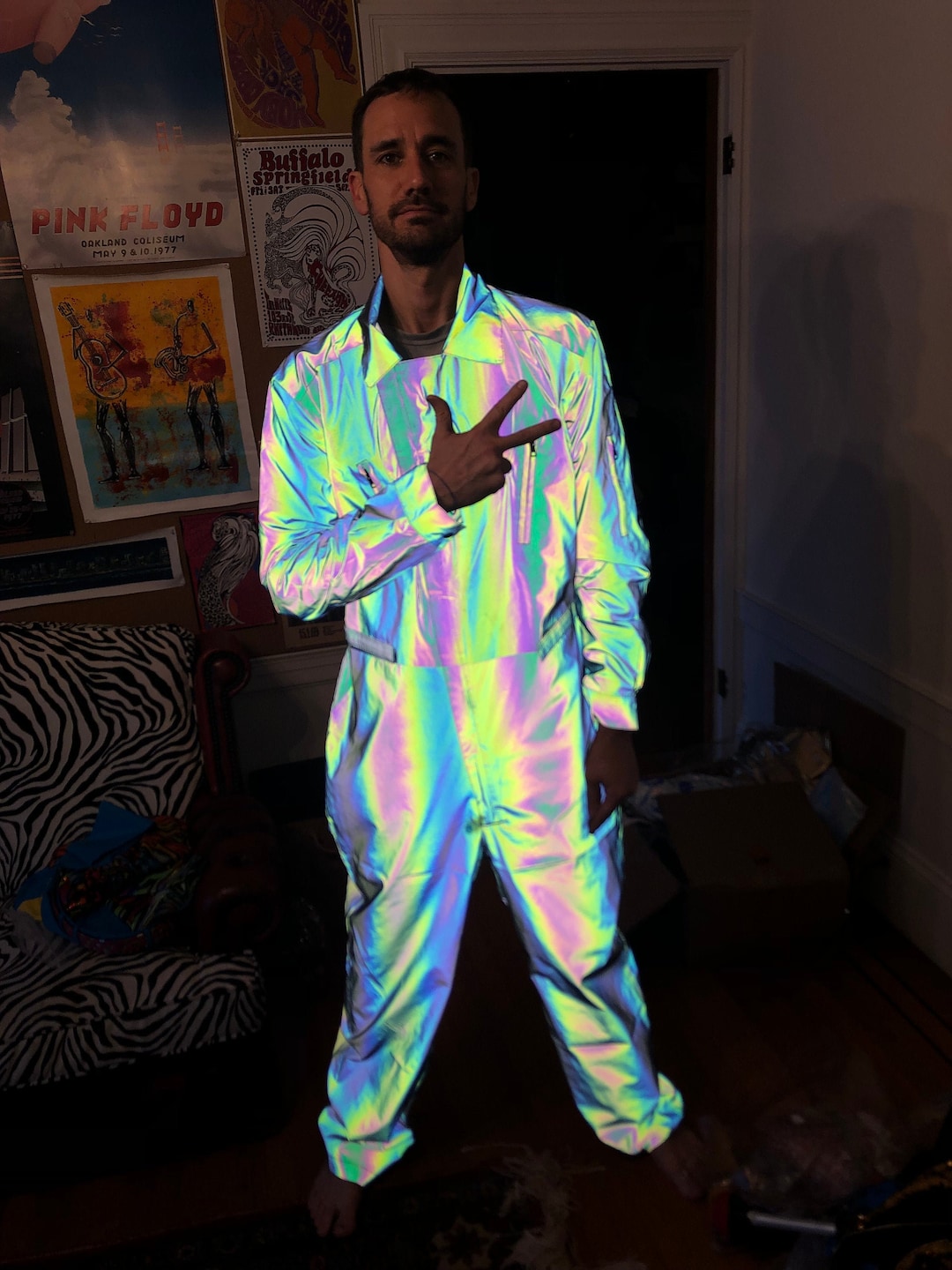 Flight Suit, Holographic Pilot Suit Onesie, Unisex Party Jumpsuit ...