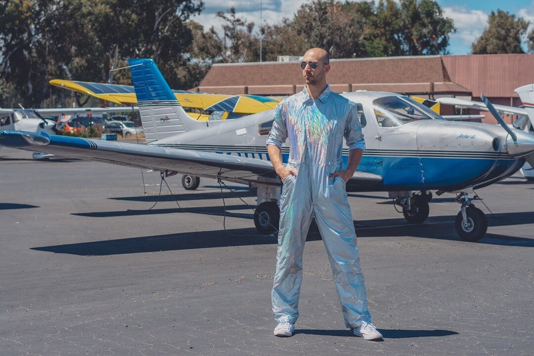 Flight Suit, Holographic Pilot Suit Onesie, Unisex Party Jumpsuit ...