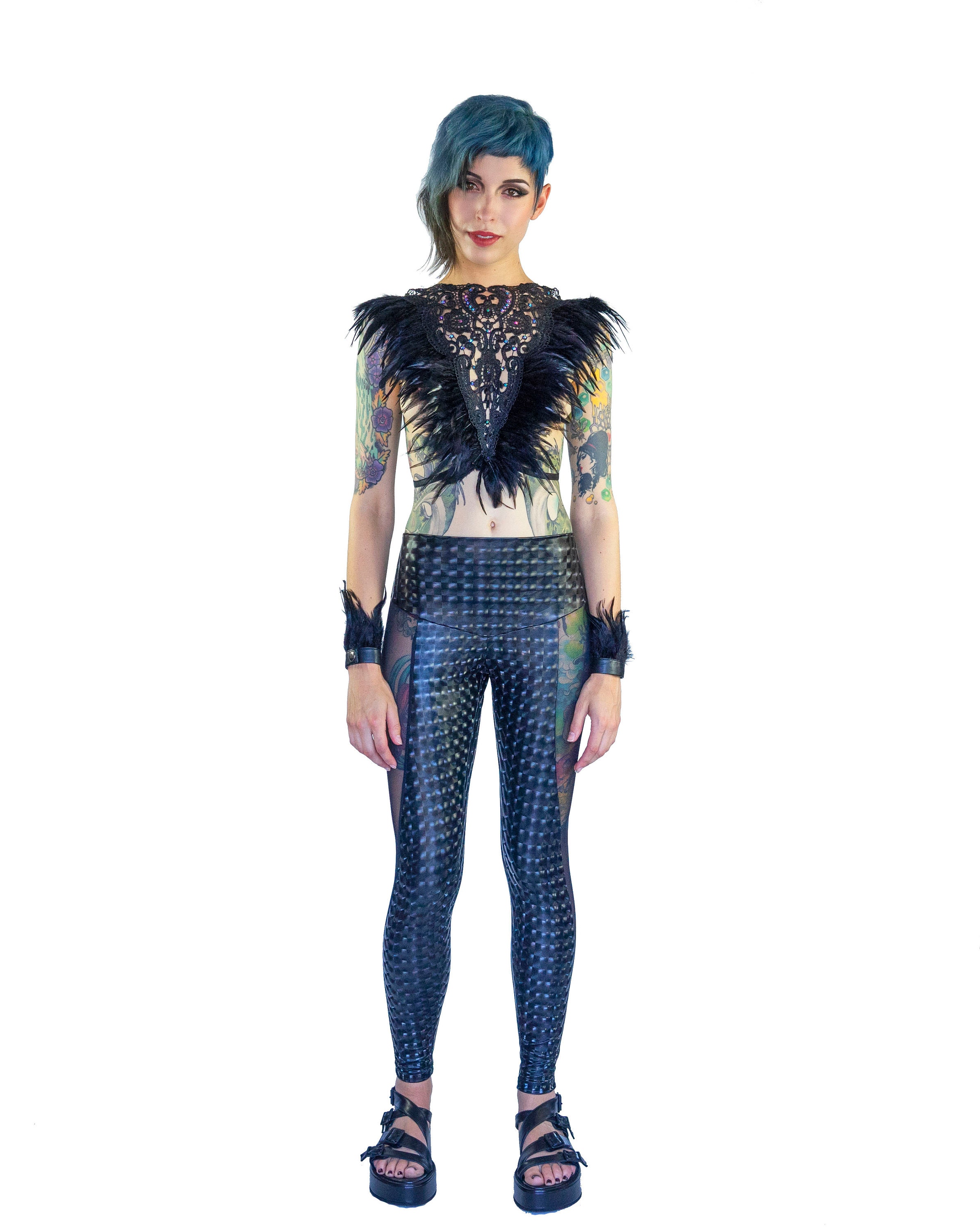 Black Lace Feather Bralette Rhinestone Embellished Top - Etsy UK