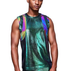 Futuristic Shirt Iridescent Shirt Reflective Shirt Muscle Tank Tops ...