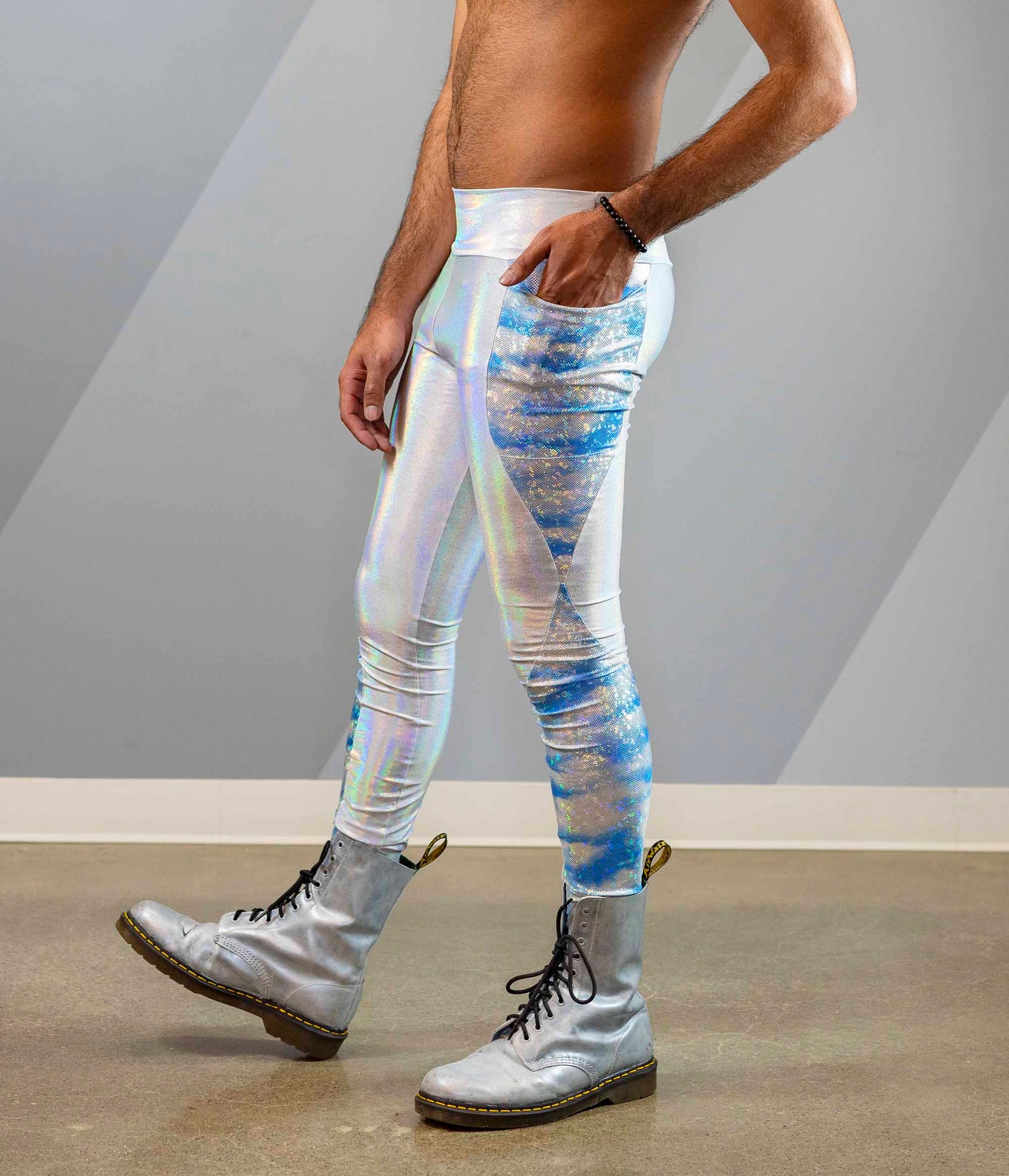 Meggings Mens Leggings With Pockets Holographic Festival - Etsy