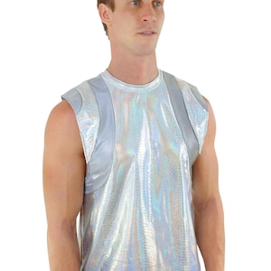 Mens Rave Shirt Reflective Top Mens Rave Clothing Reflective Tank Mens ...