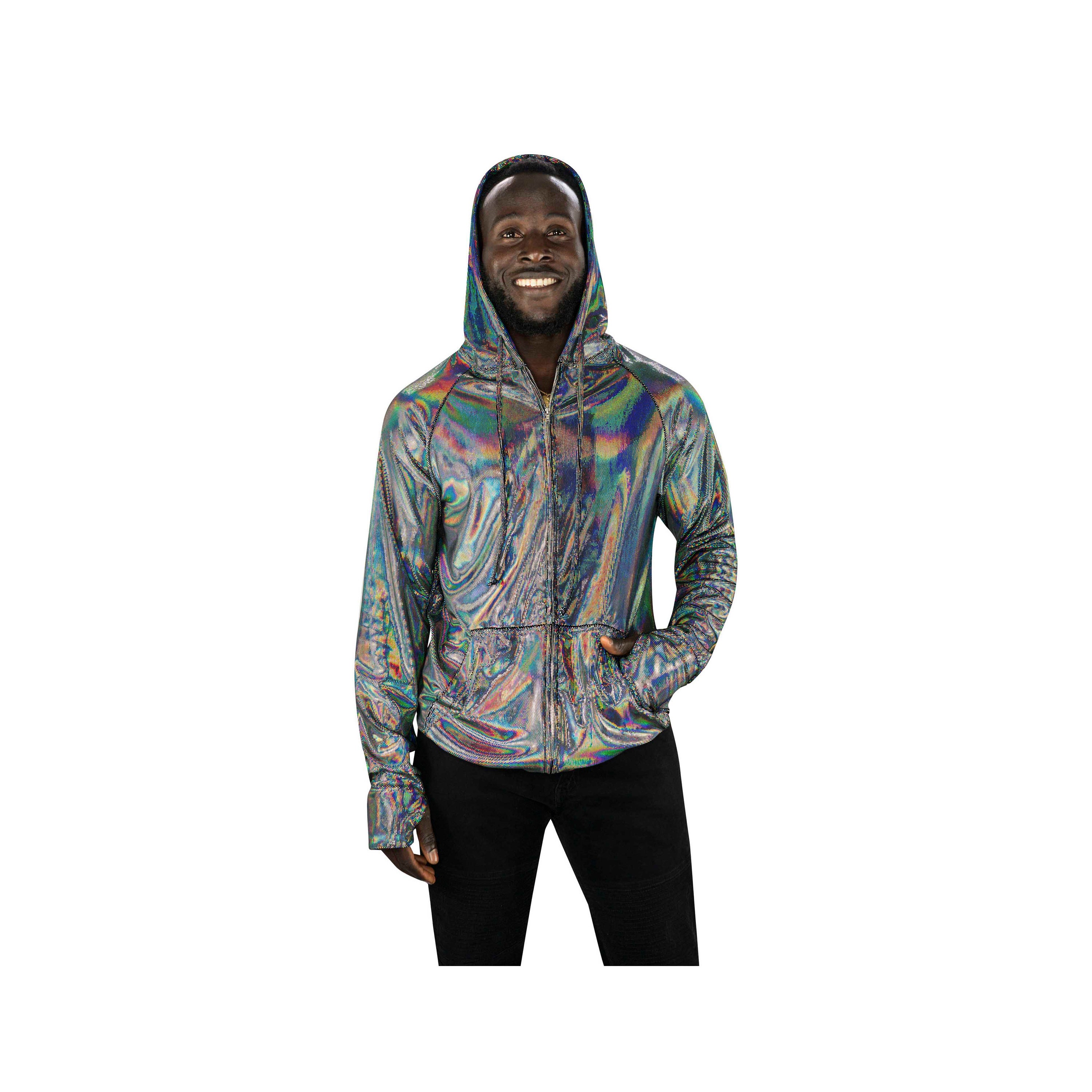 Holographic Jacket Futuristic Zip up Hoodie, Cyberpunk Holographic Jacket Futuristic Zip up Hoodie, Cyberpunk