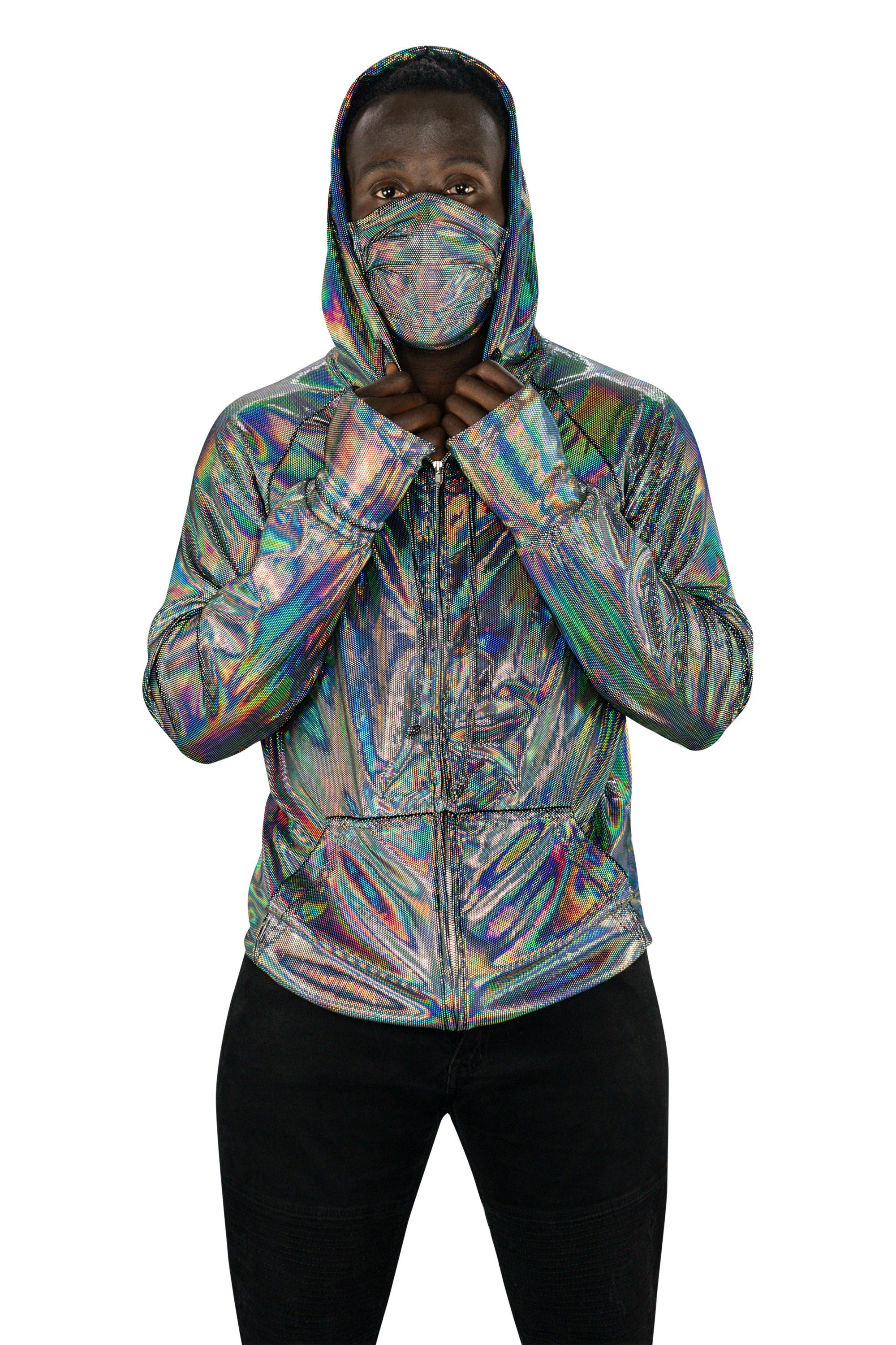Festival Jacket rainbow Holographic clothing futuristic jacket | Etsy