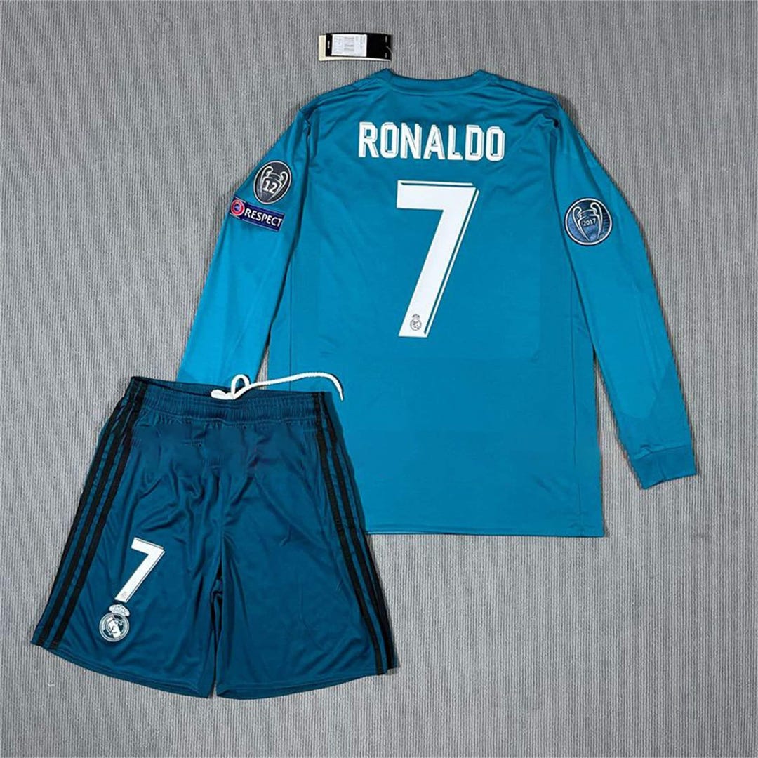 Cristiano Ronaldo No. 7 Football Uniform 17-18 Real Madrid Blue Jersey ...