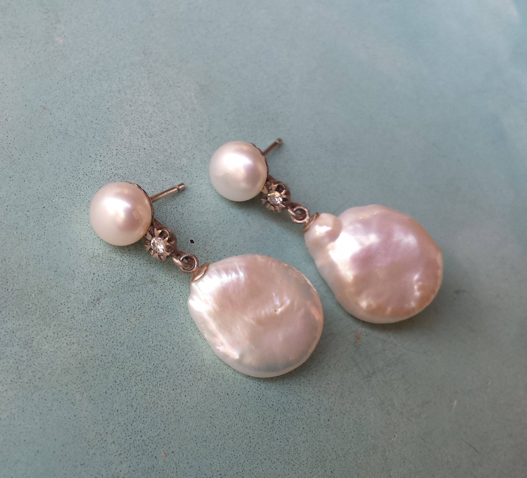 Pendientes de perlas barrocas, pendientes colgantes de perlas barrocas ...