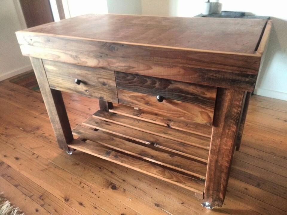 Large End Grain Butchers Block With Draws Wheels Shelf Butchers Bench ...