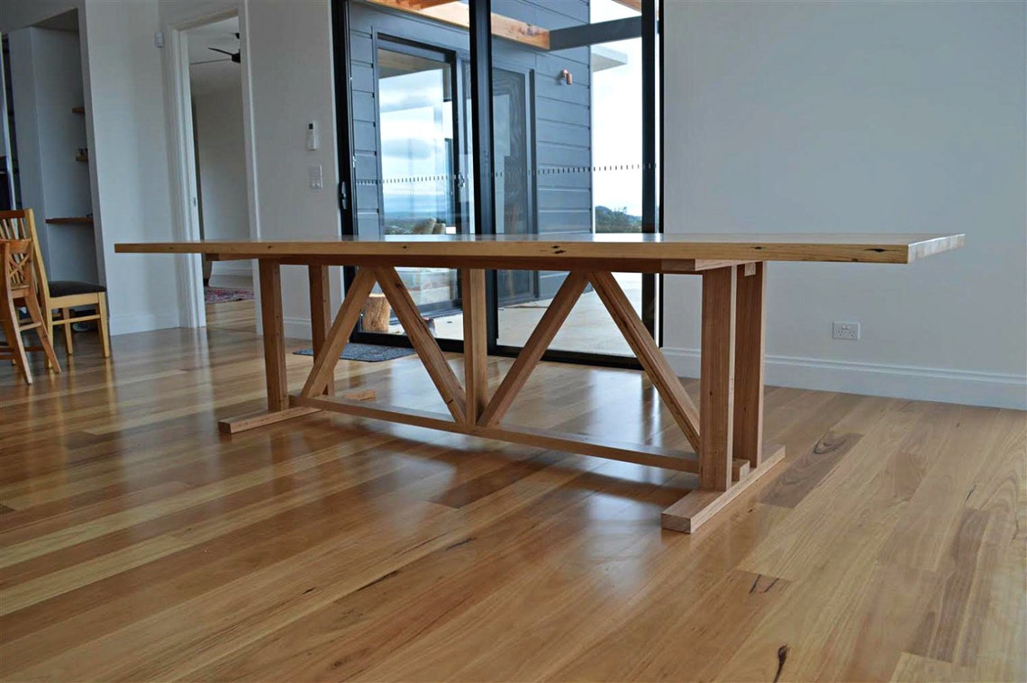 3 Metre Timber Dining Table With Truss Pedestal Base | Made to Order ...