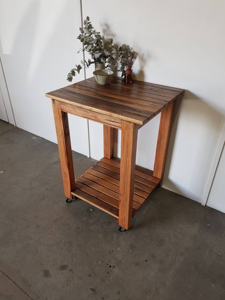 Butchers Block Style Island Bench / Rustic / on Castor Wheels - Etsy