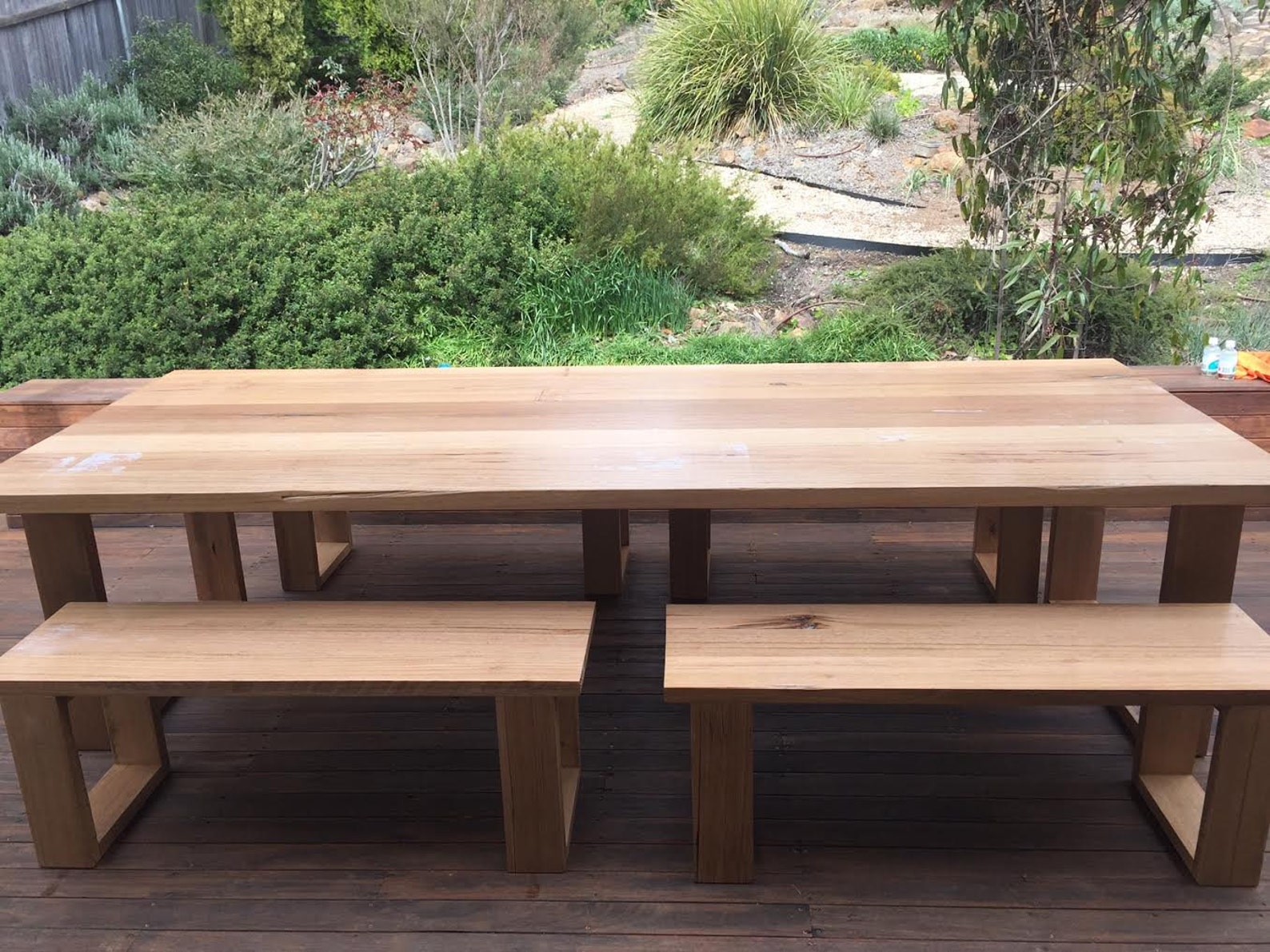 Hoop Leg Dining Table and Optional Bench Seats | Australian Hardwood ...