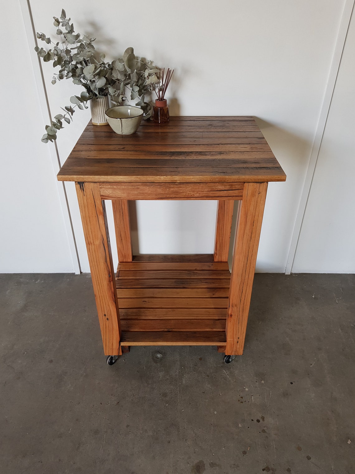 Butchers Block Style Island Bench / Rustic / on Castor Wheels - Etsy