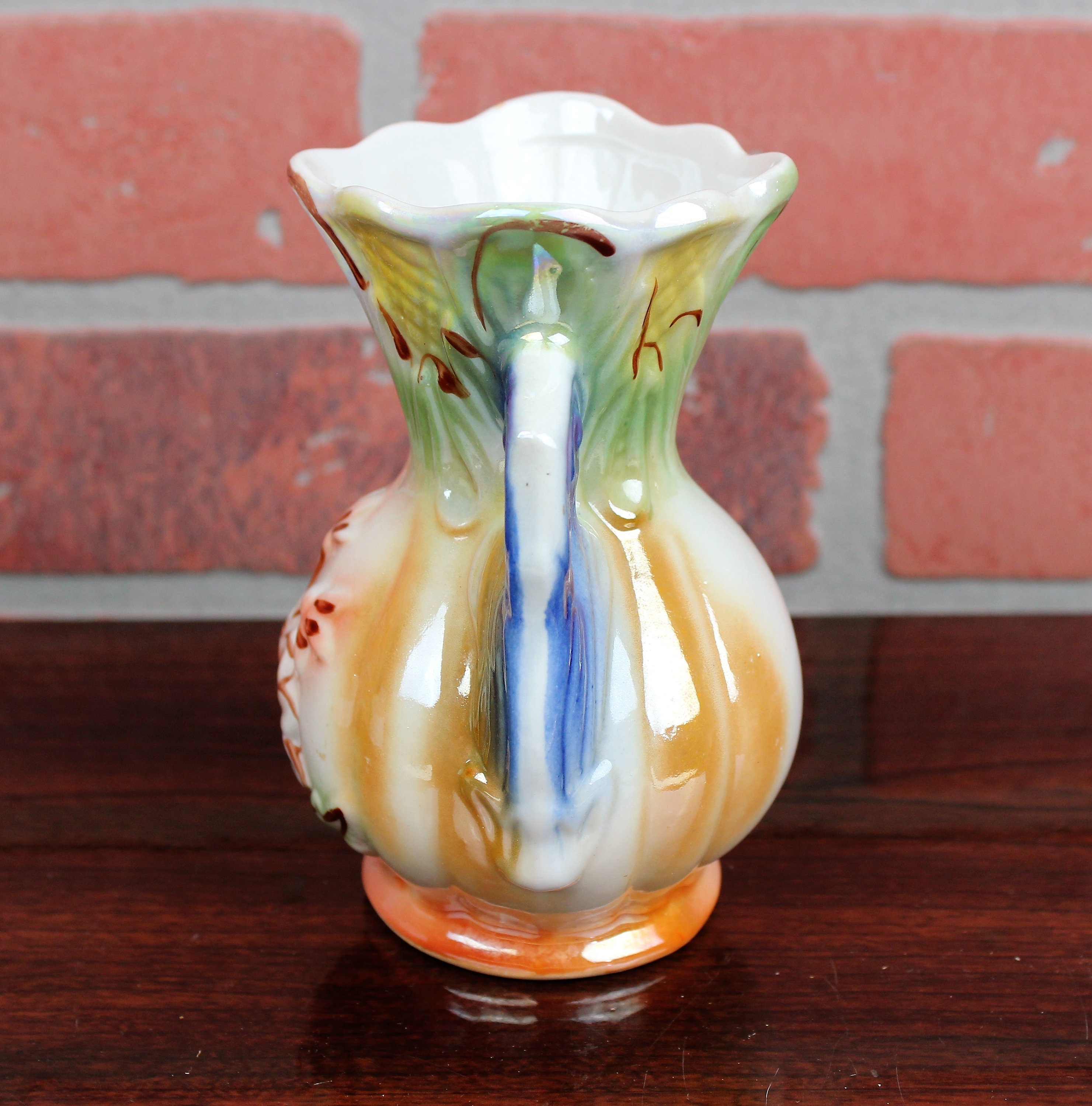 Vintage Lusterware Vase Made In Brazil With Handles Raised 3D | Etsy