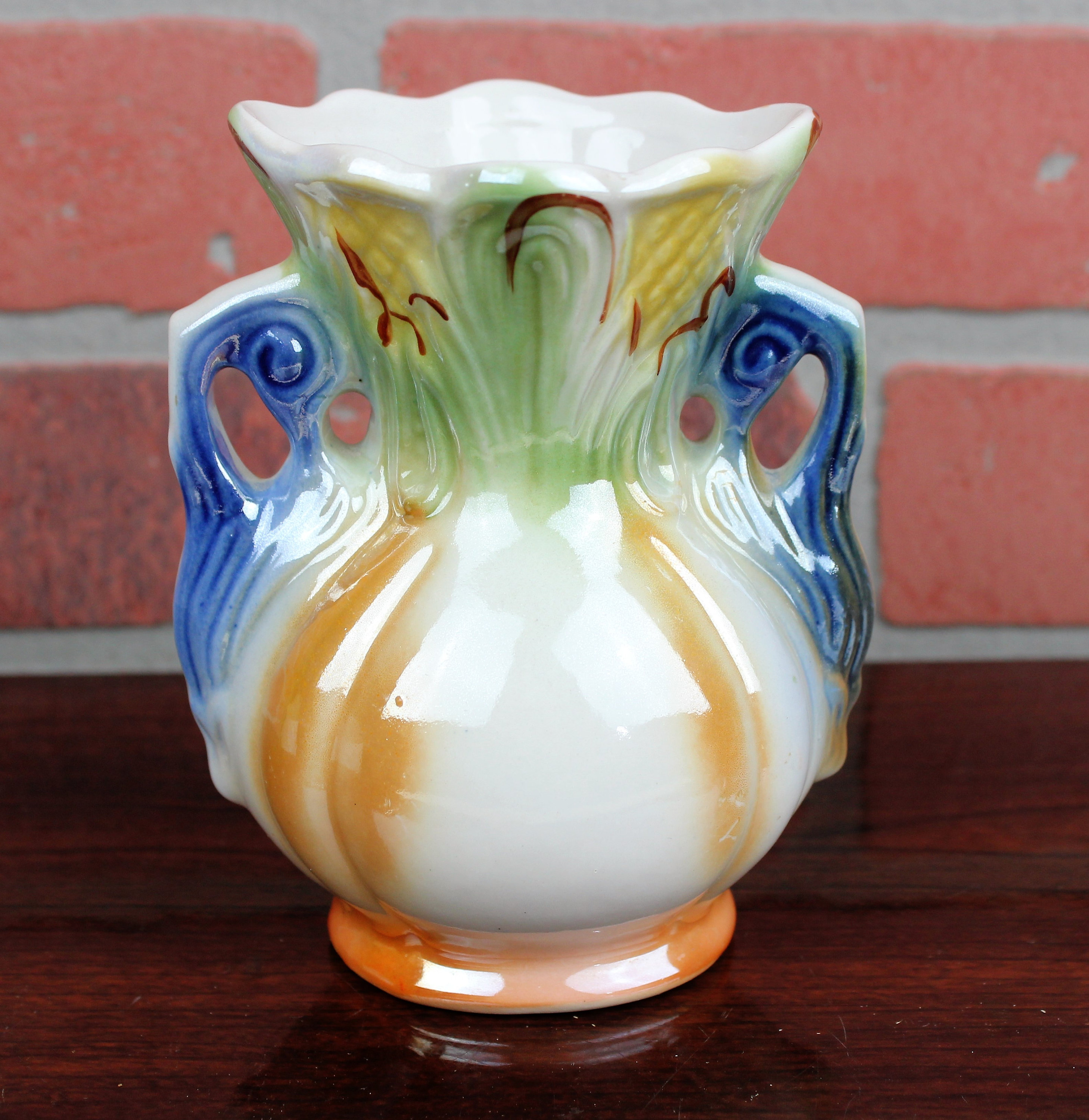 Vintage Lusterware Vase Made In Brazil With Handles Raised 3D | Etsy